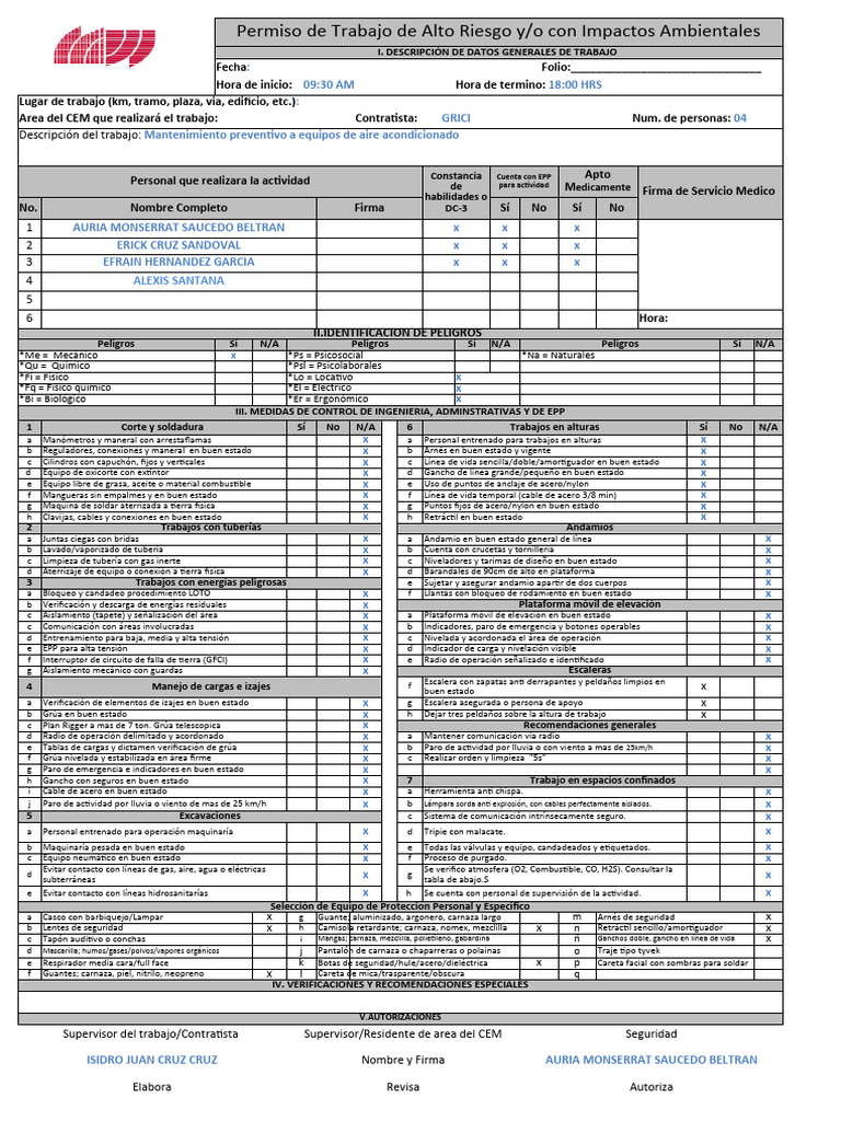 Permiso de Trabajo - Rev01 | PDF | Materiales | Ingeniería de Edificación