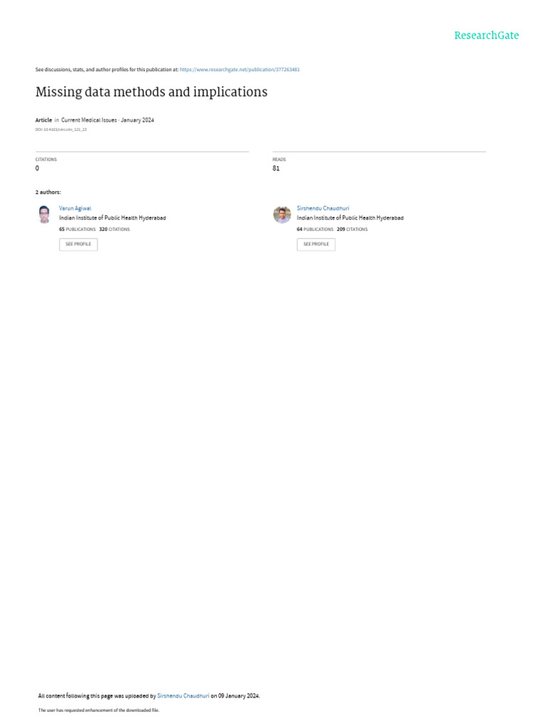 Missingdata Methodsandimplications | PDF | Regression Analysis | Applied Statistics