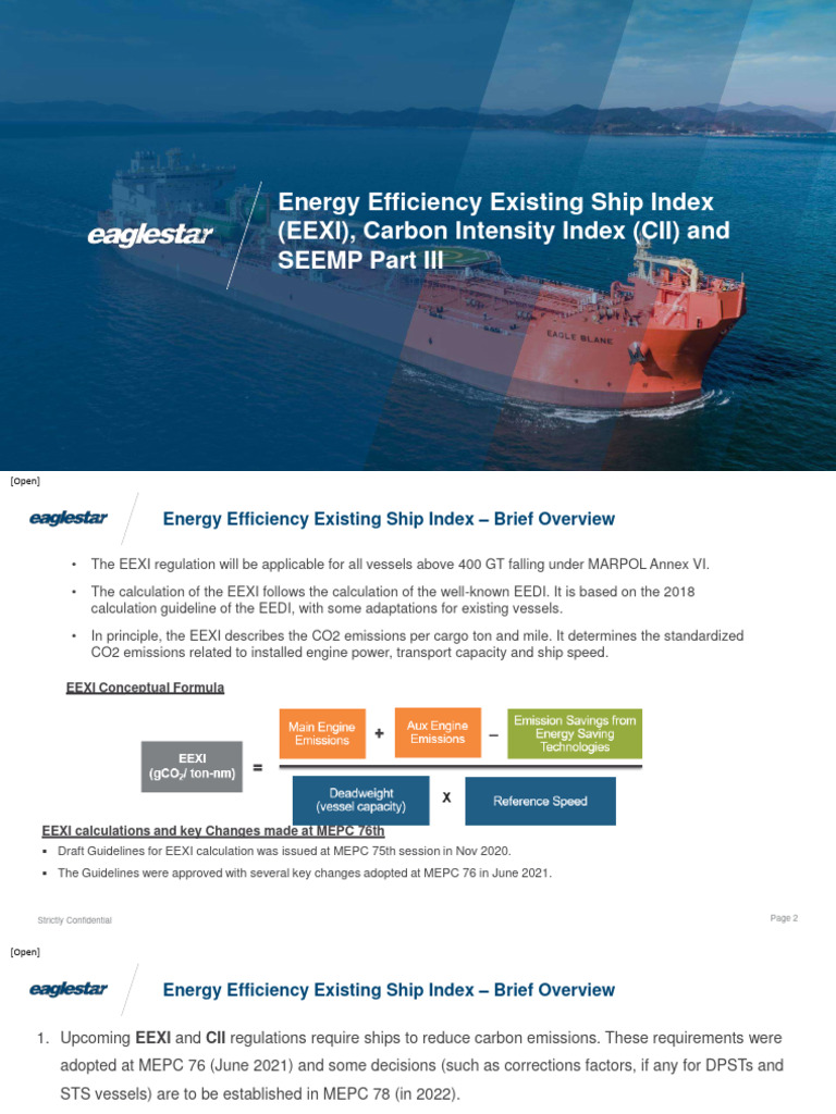 EEXI CII SEEMP Part 3 Eaglestar IMO Emission Regulations 2023 | PDF | Ships