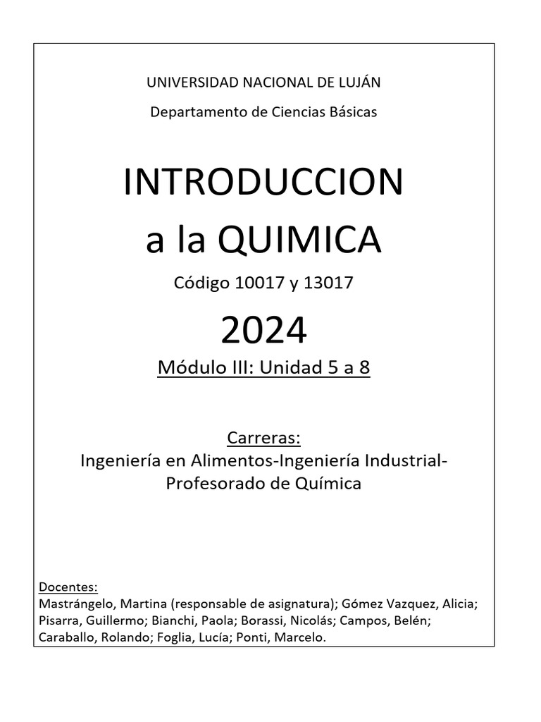 Guia Ejercitacion IQ 10017 y 13017 2024-Modulo III | PDF | Concentración | Gases
