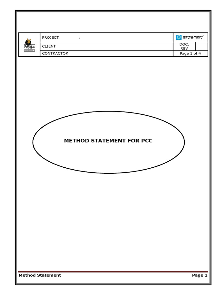 Method Statement of PCC | PDF | Concrete | Personal Protective Equipment