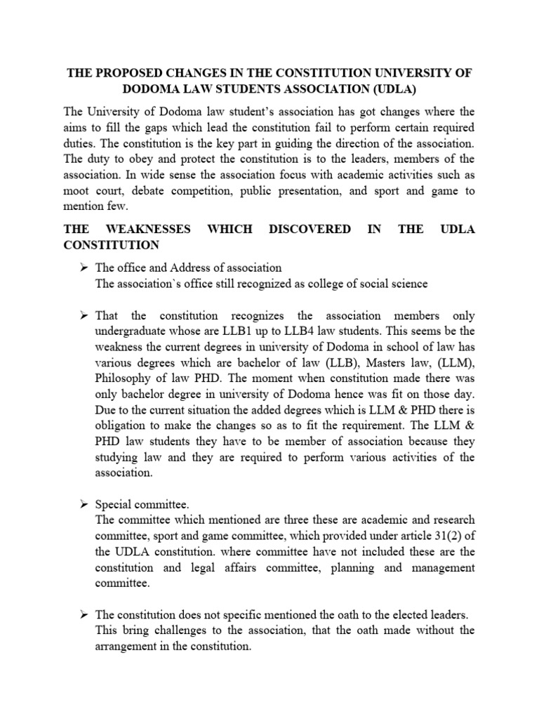 Udla Proposed Constitution A | PDF | Government | Justice