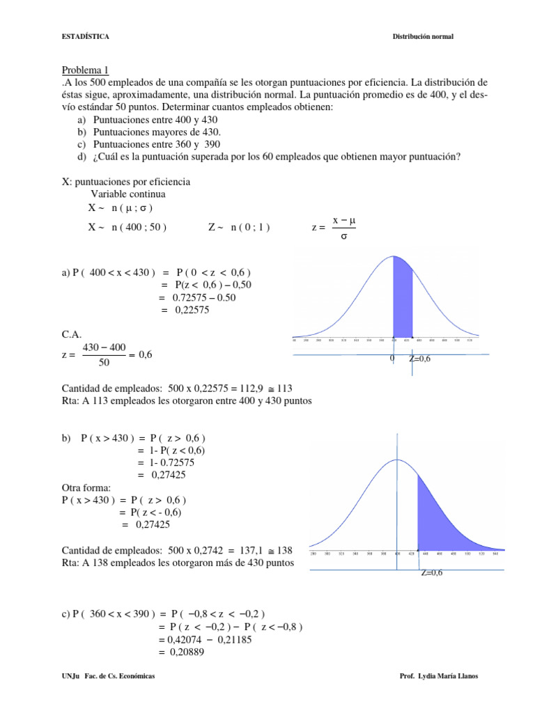 Ejercicios Resueltos - Distribución Normal | PDF | Teoría estadística