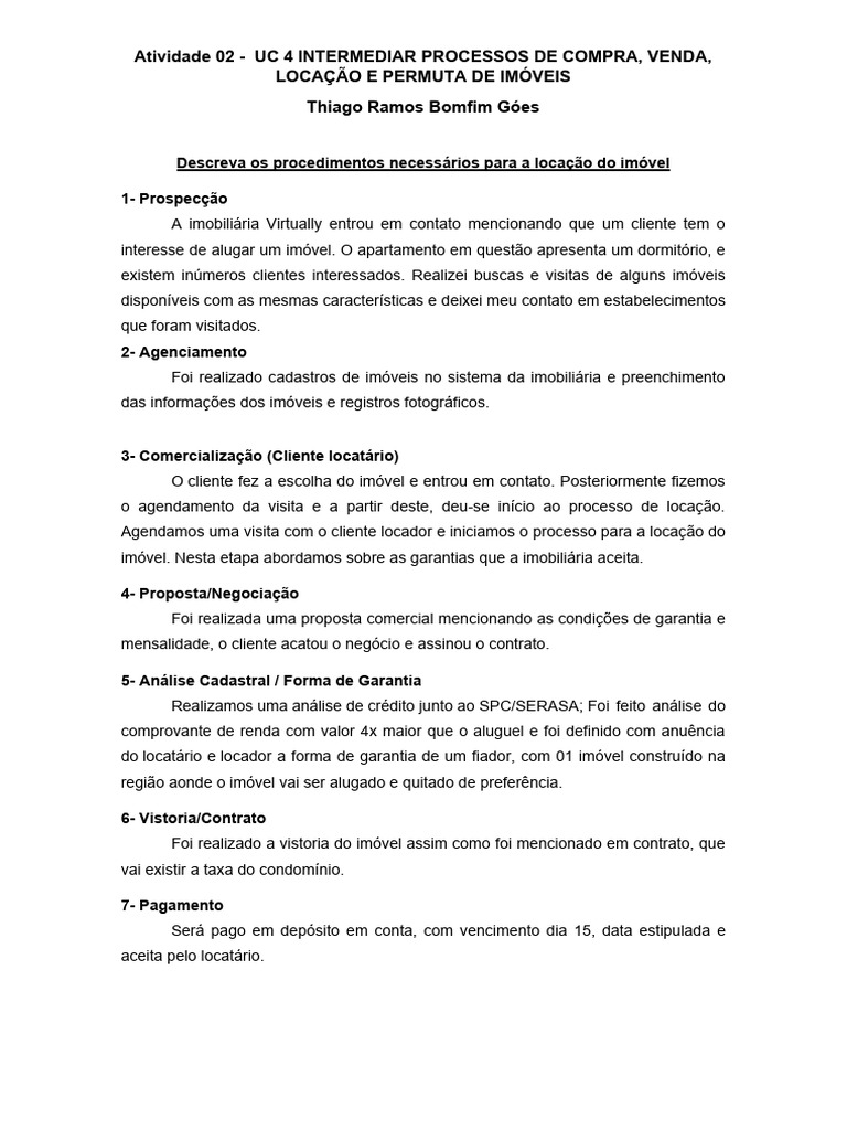 Atividade 2 Uc4 - Tti Thiago | PDF | Leasing | Aluguel