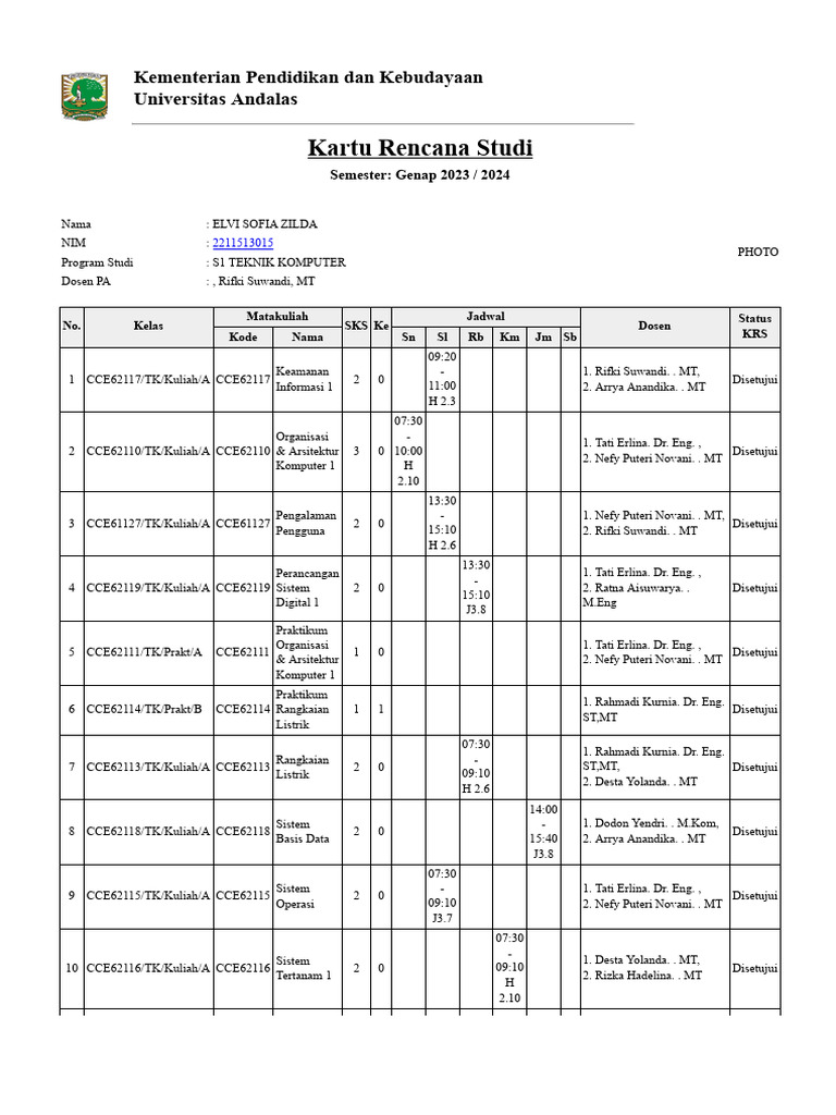KRS Teknik Komputer Elvi Sofia | PDF
