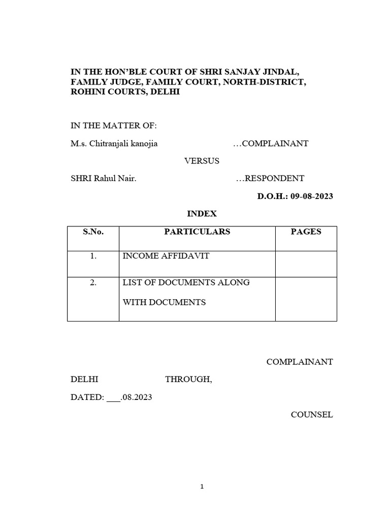 Income Affidavit (Divorce) | PDF | Expense | Affidavit