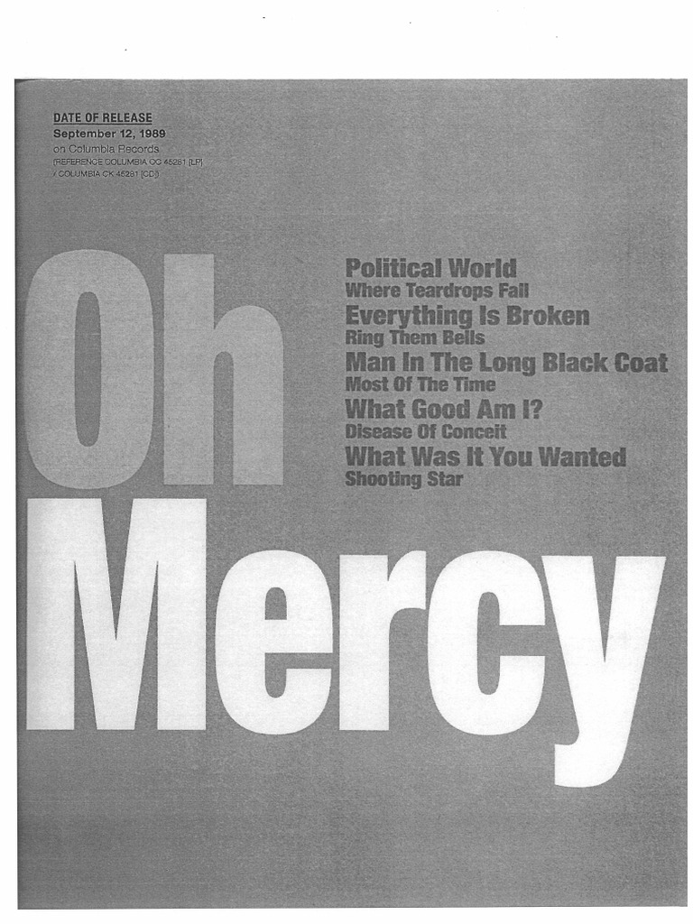 Final - Bob Dylan - Oh Mercy | PDF