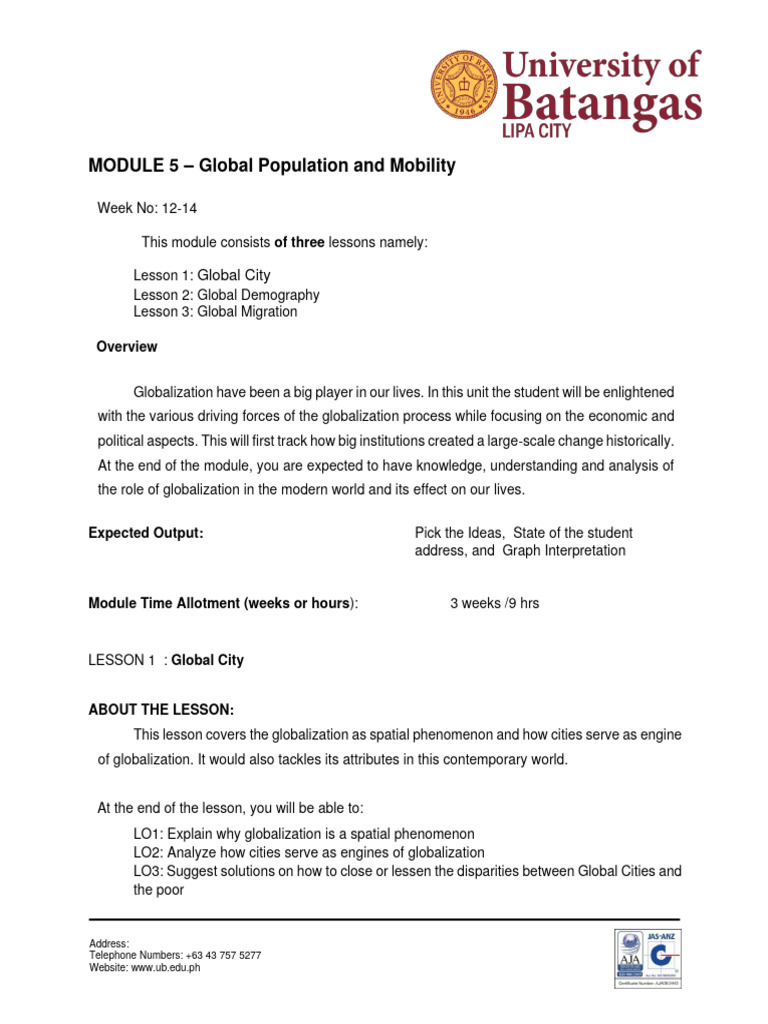 Tcw-Module 5 Lesson 1 | PDF | Cost Of Living | Globalization