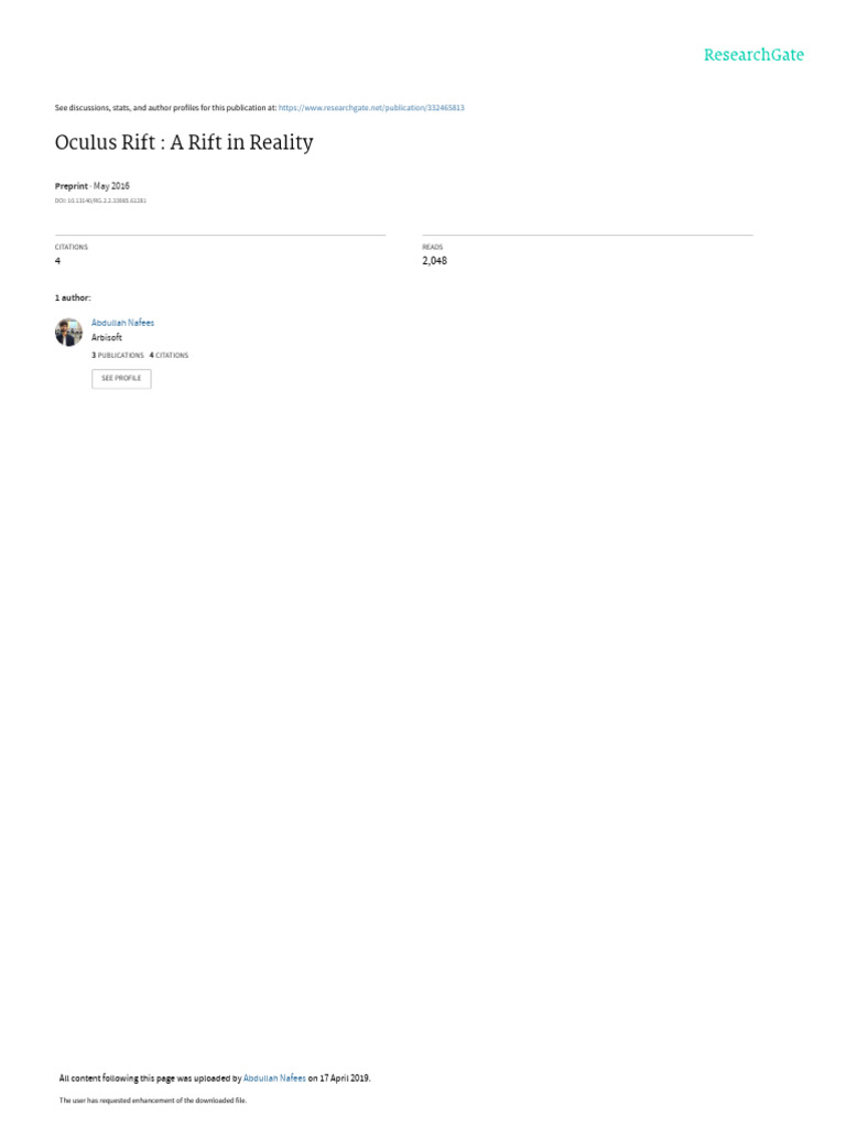 Oculus - Rift - A - Rift - in - Reality - Cópia | PDF | Virtual Reality ...