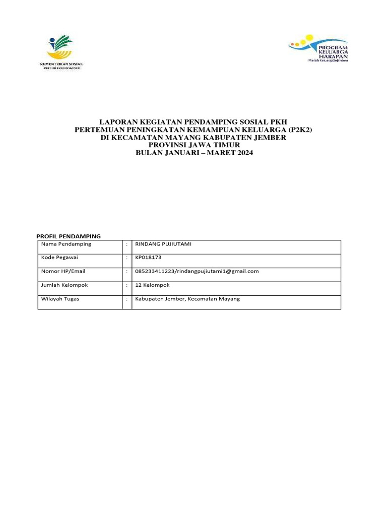 KP018173 - Rindang Pujiutami - Kec. Mayang - Laporan Bop P2K2 2024 | PDF