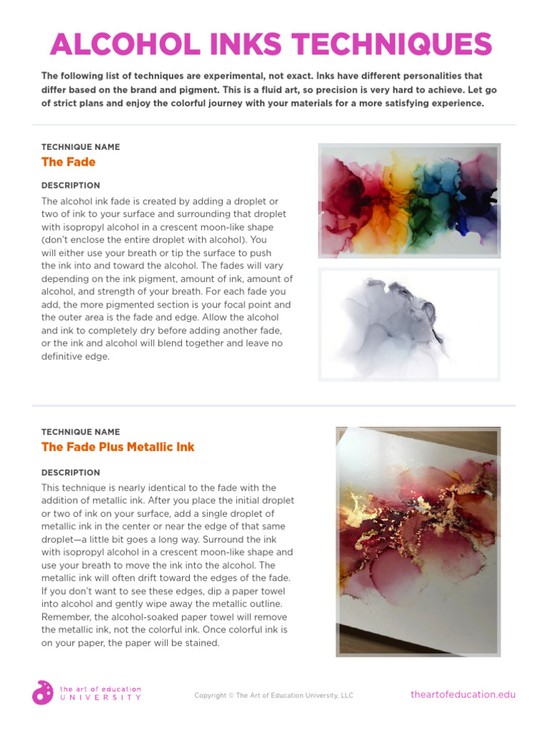 Alcohol Inks Techniques | PDF | Ink