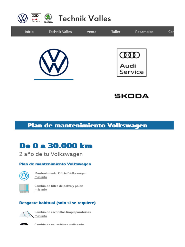 Plan de Mantenimiento Volkswagen | PDF | Grupo Volkswagen | Vehículos ...