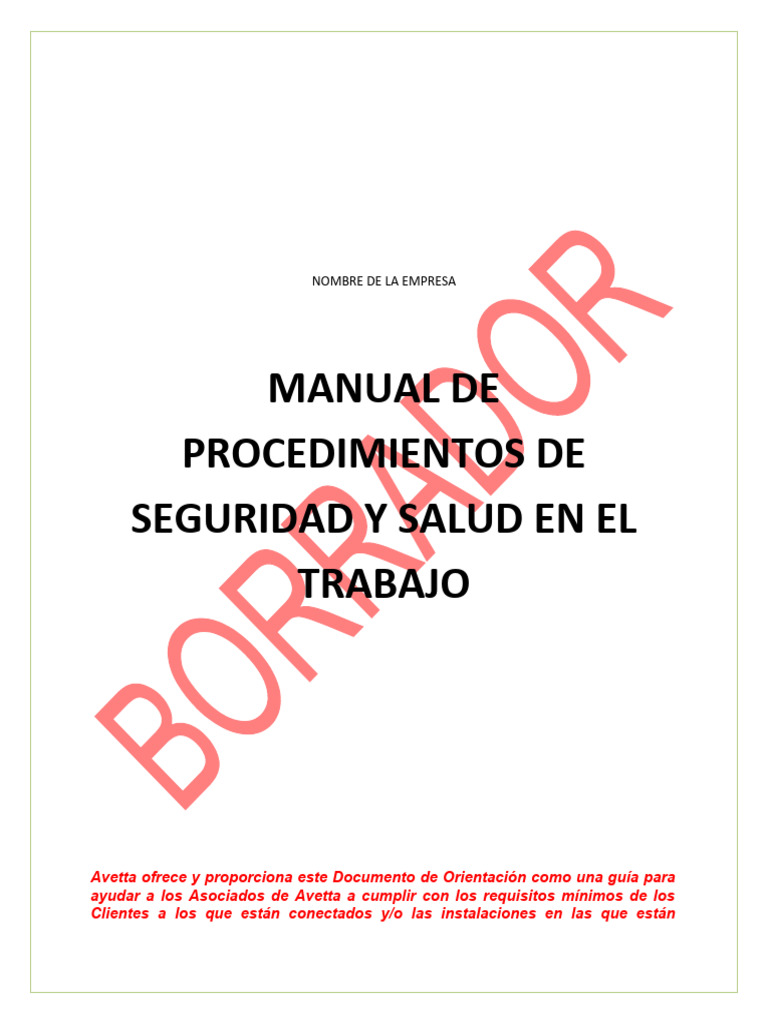 Manual Basico de Procedimientos de Seguridad y Salud en El Trabajo V5 - SP - 2023 - V1 | PDF ...