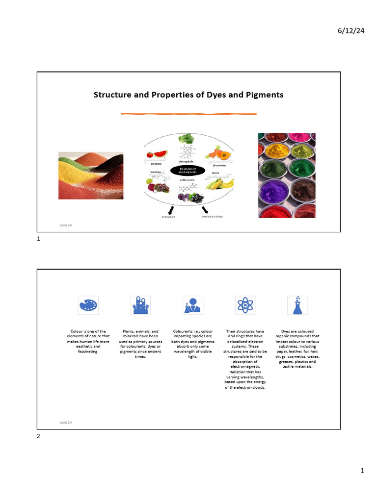 Structure and Properties of Dyes and Pigments | PDF | Dye | Pigment