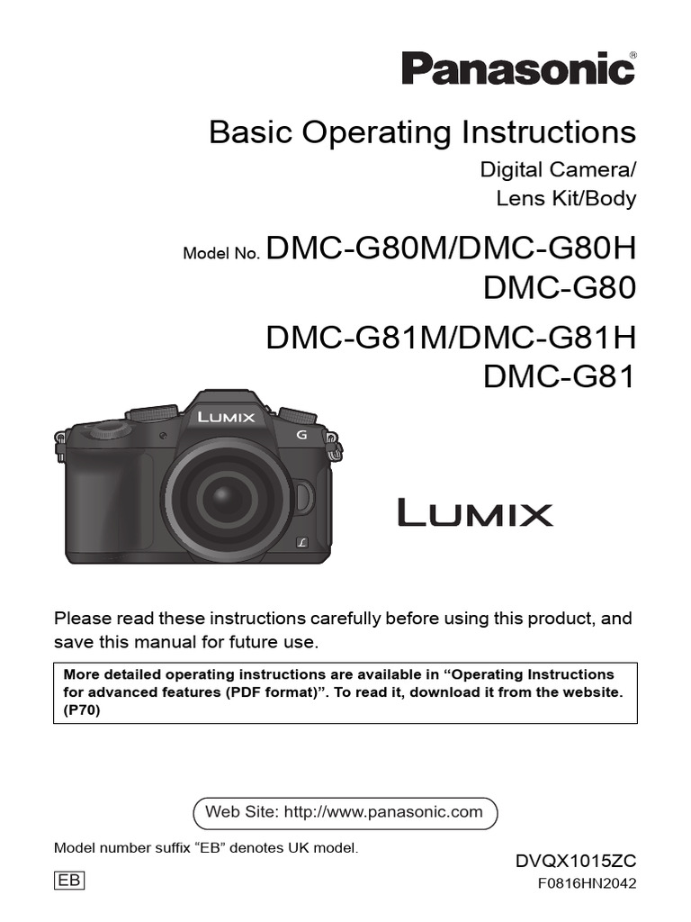 DMC-G80 Basic Operating Instructions | PDF | Shutter Speed | Camera