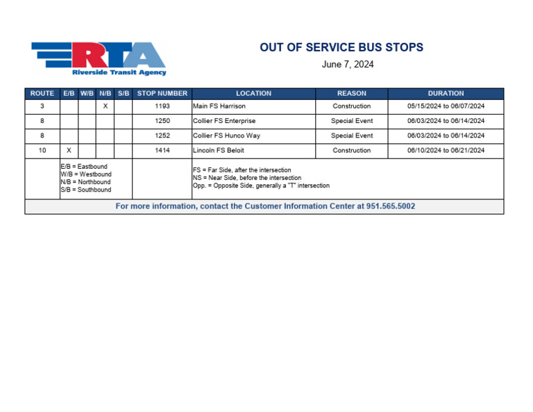 Upcoming Bus Stop Closures June 2024 | PDF