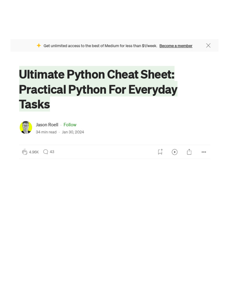 Ultimate Python Cheat Sheet - Practical Python For Everyday Tasks - by ... Ultimate Python Cheat Sheet - Practical Python For Everyday Tasks - by ...