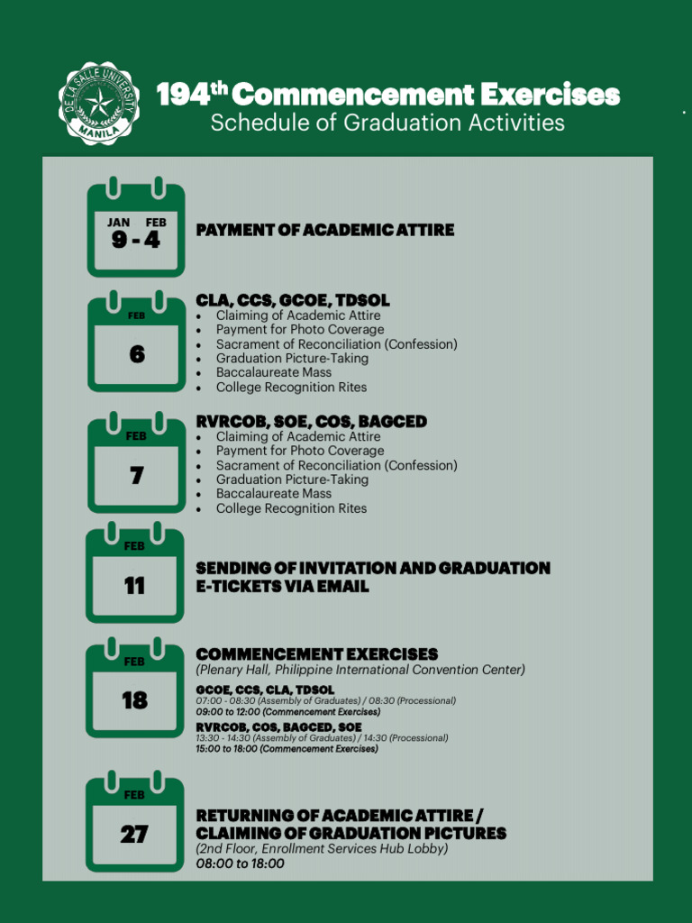 194th Commencement Exercises Schedule | PDF | Academia