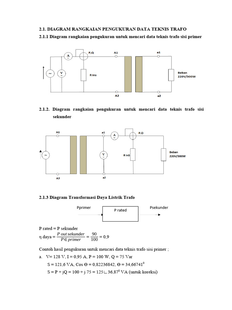 Diagram Rangkaian Pengukuran Data Teknis Trafo | PDF | Sains ...