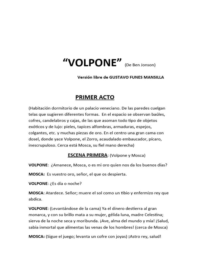 Volpone: Acto I de Jonson en Venecia | PDF
