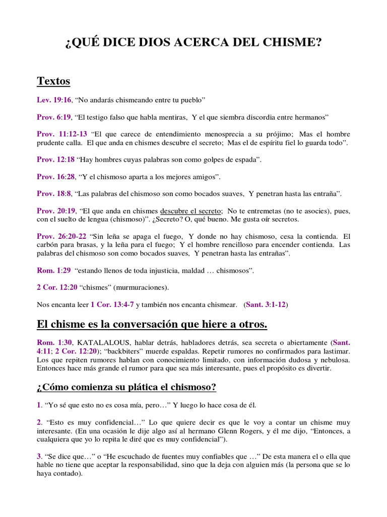 El Chisme y La Biblia | PDF