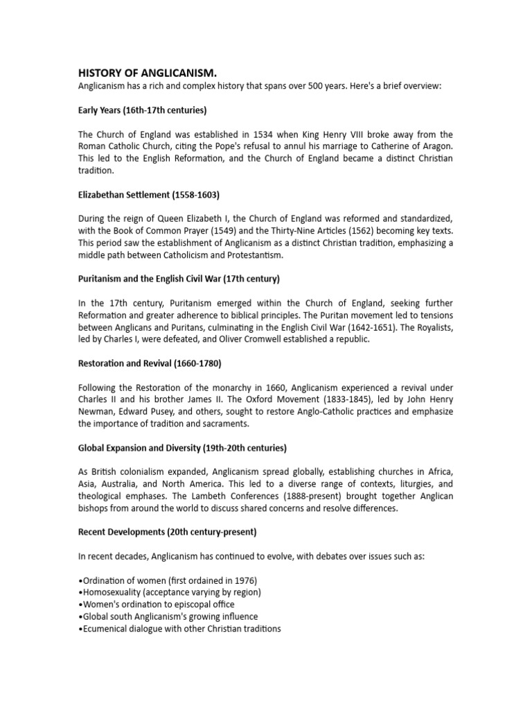History and Theology of Anglicanism | PDF | Anglicanism | Church Of England