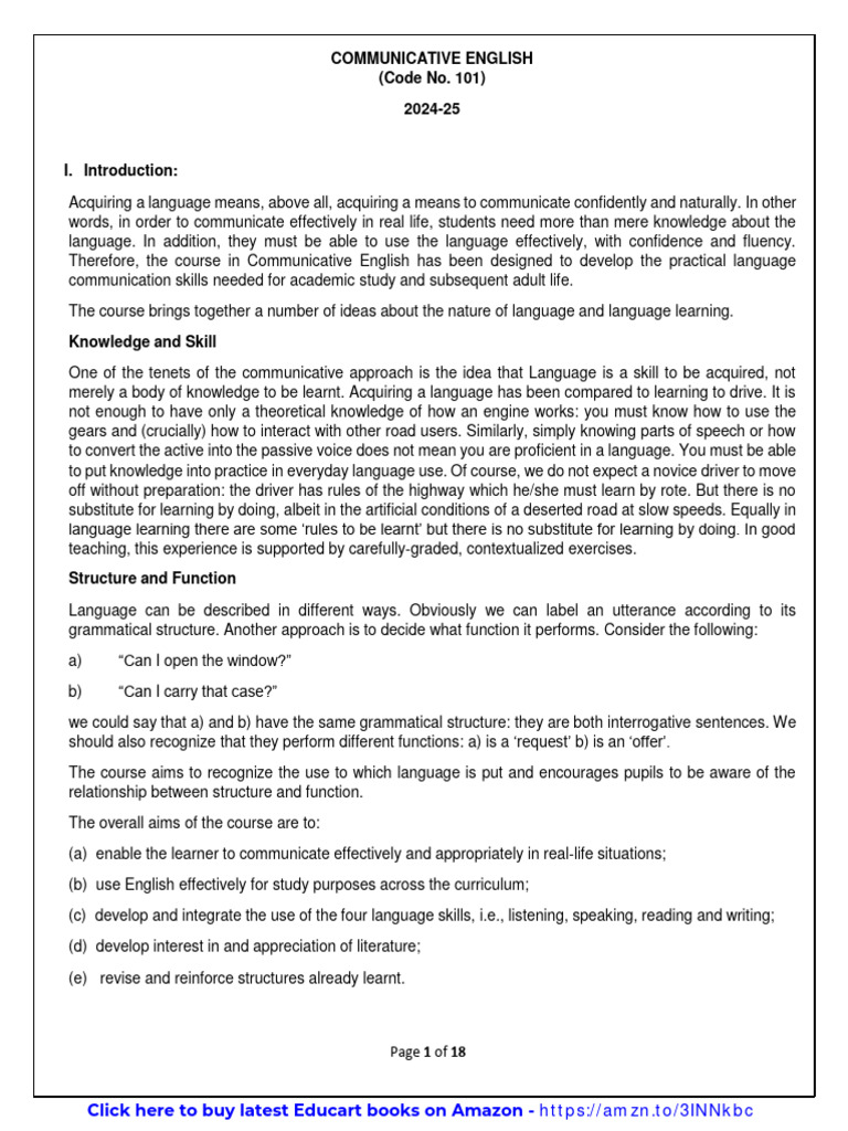 2024-25 CBSE 10 English Comm. Syllabus 4 | PDF | Clause | Verb