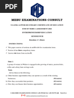 Entrepreneurship 845 Paper One Apex Pre Mocks 2025 | PDF | Entrepreneurship | Bookkeeping