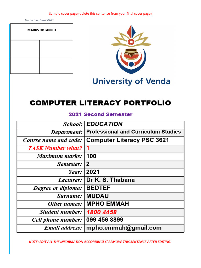 2021 PSC 3621 Sample Portfolio Cover Page | PDF