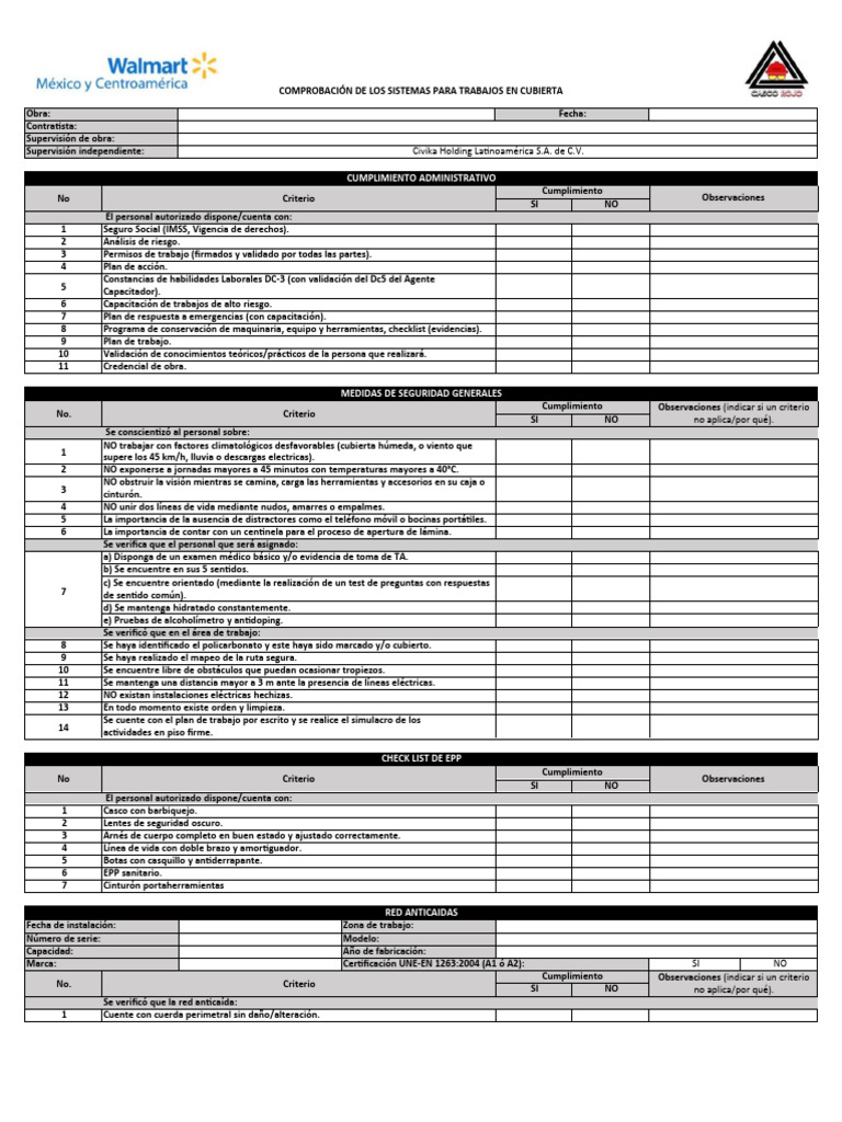 Check List Trabajos en Cubierta | PDF