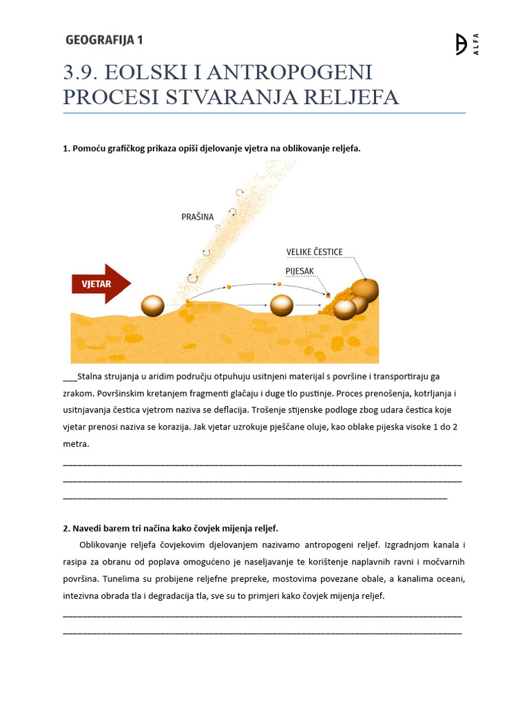 3.9. Eolski I Antropogeni Procesi Stvaranja Reljefa | PDF