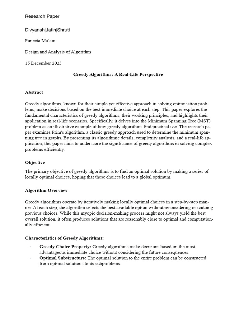 Greedy Algo - Documentation | PDF | Graph Theory | Computational Complexity Theory