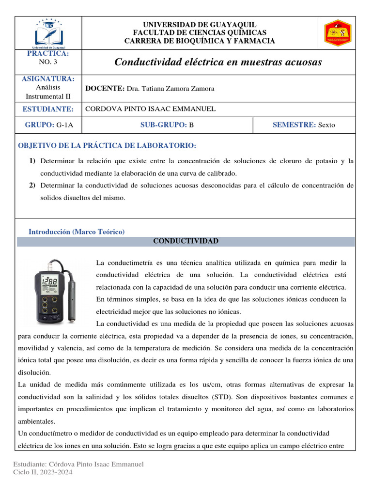 Isaac Cordova Pinto - Práctica 3 | PDF | Concentración | Física ...