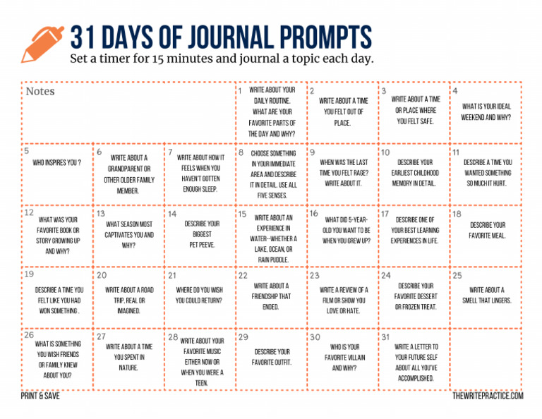 Write Practice A Month of Prompts | PDF