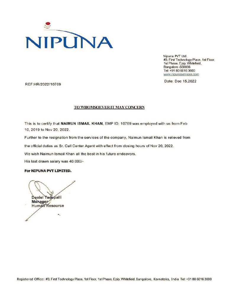 Reliving Letter | PDF