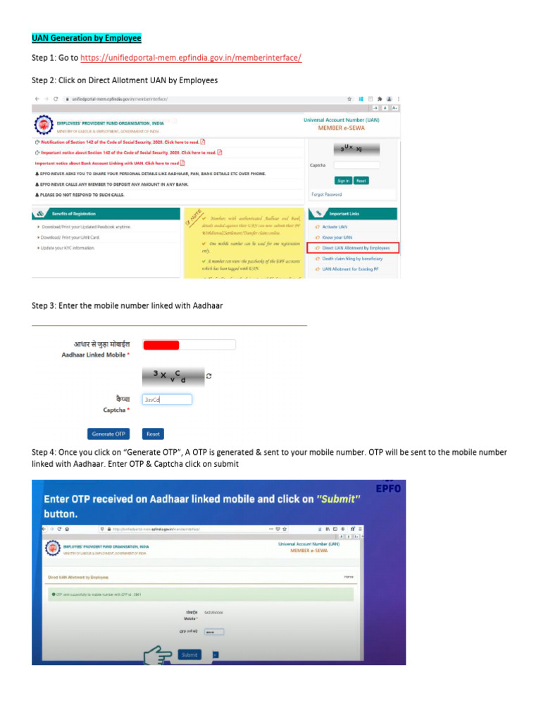 UAN Generation by Employee-Revised | PDF