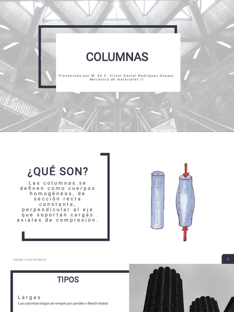 Columnas: Tipos y Pandeo | PDF | Columna | Pandeo