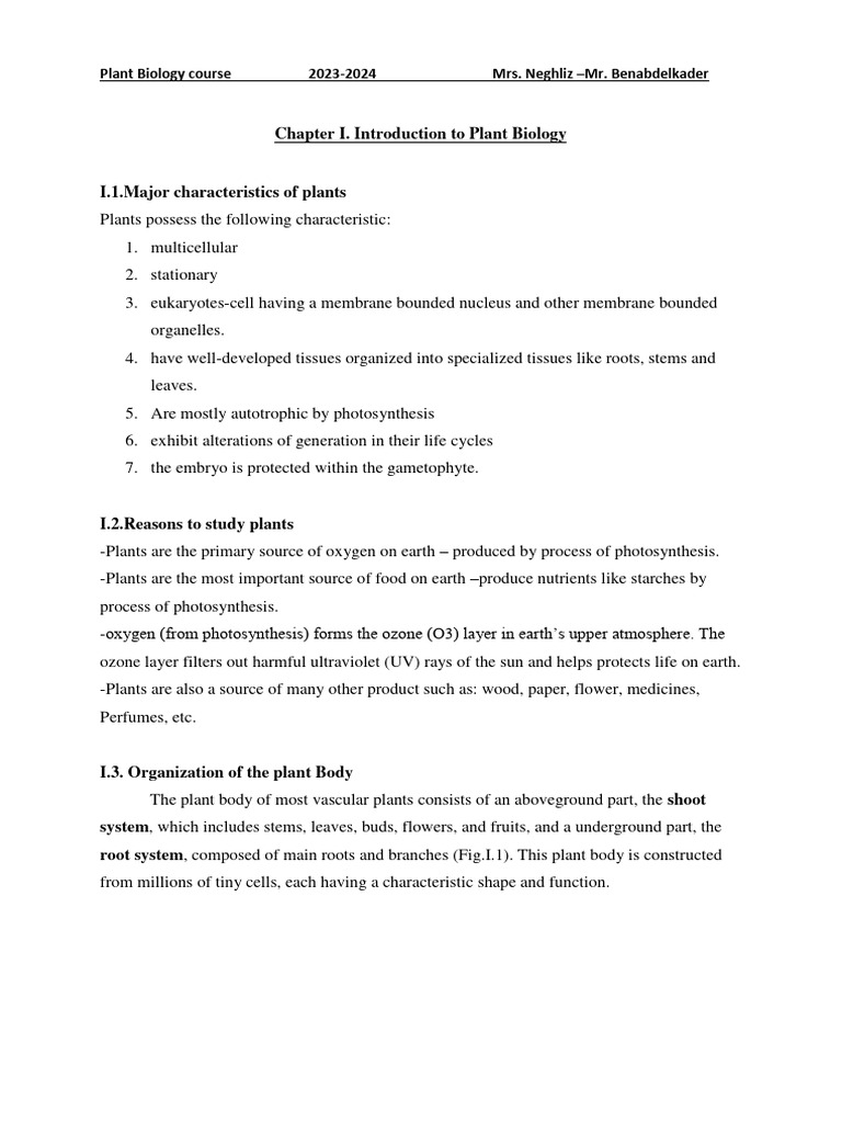Chap.I. Introduction To Plant Biology | PDF | Cell Wall | Chloroplast