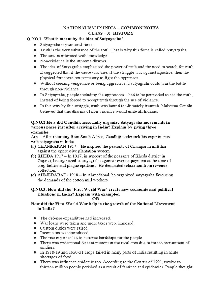 Nationalism in India 2024 Notes | PDF | Mahatma Gandhi | Indian ...