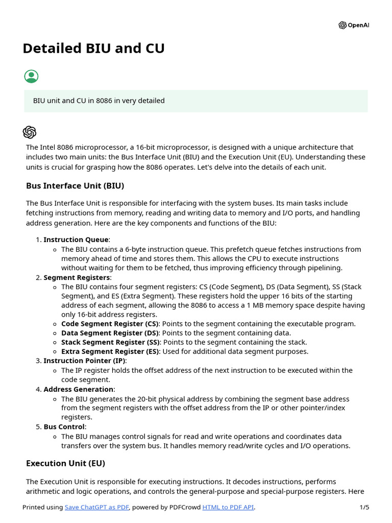 Detailed BIU and CU | PDF | Central Processing Unit | Pointer (Computer Programming)
