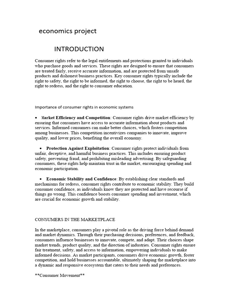 Economics Project | PDF | Consumer Protection | Alternative Dispute ...