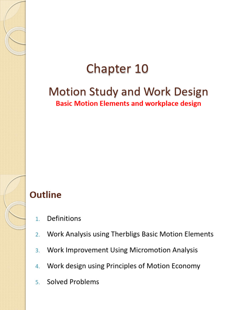 (IV-chapter10) Motion Study (ECR, Therbligs and PoME) - MOD | PDF | Screw