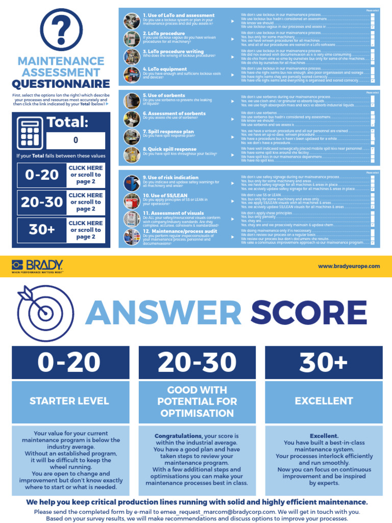 Maintenance Evaluation Questionnaire Europe English | PDF