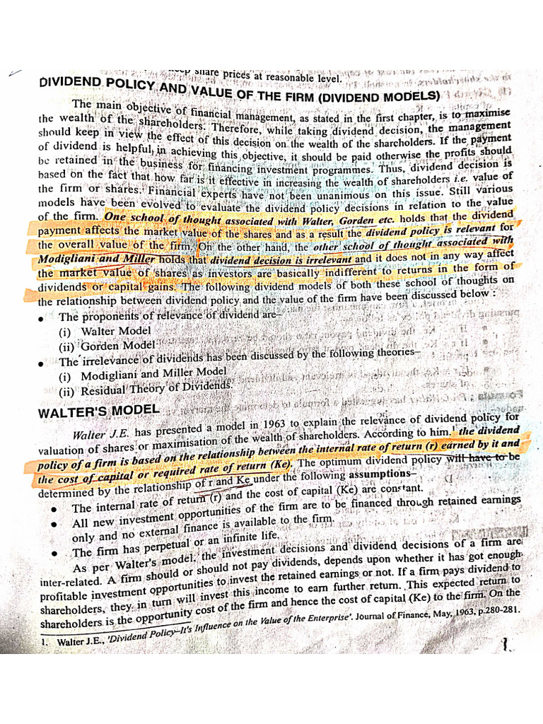 Model of Dividend Policy | PDF