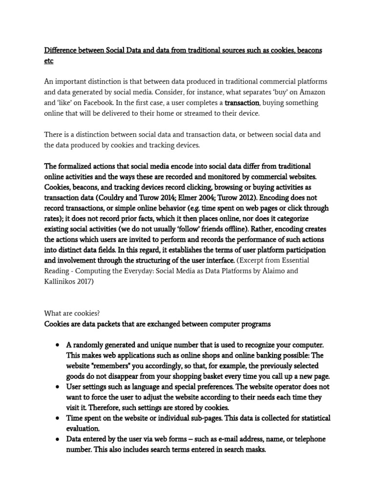 Ch5 MSM SocialData TransactionData | PDF | Http Cookie | Online And Offline