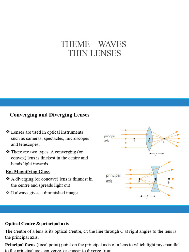 Understanding Thin Lenses and Their Functions | PDF | Optics | Lenses