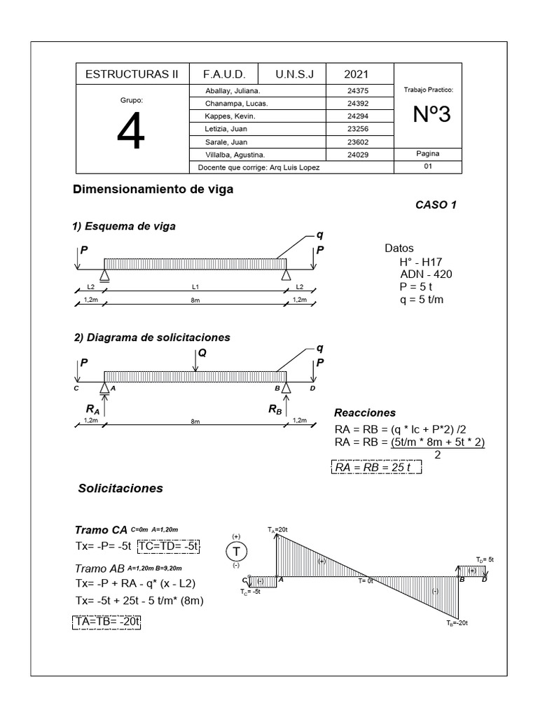 Dimensionamiento de Viga: U.N.S.J F.A.U.D. 2021 Estructuras Ii | PDF ...