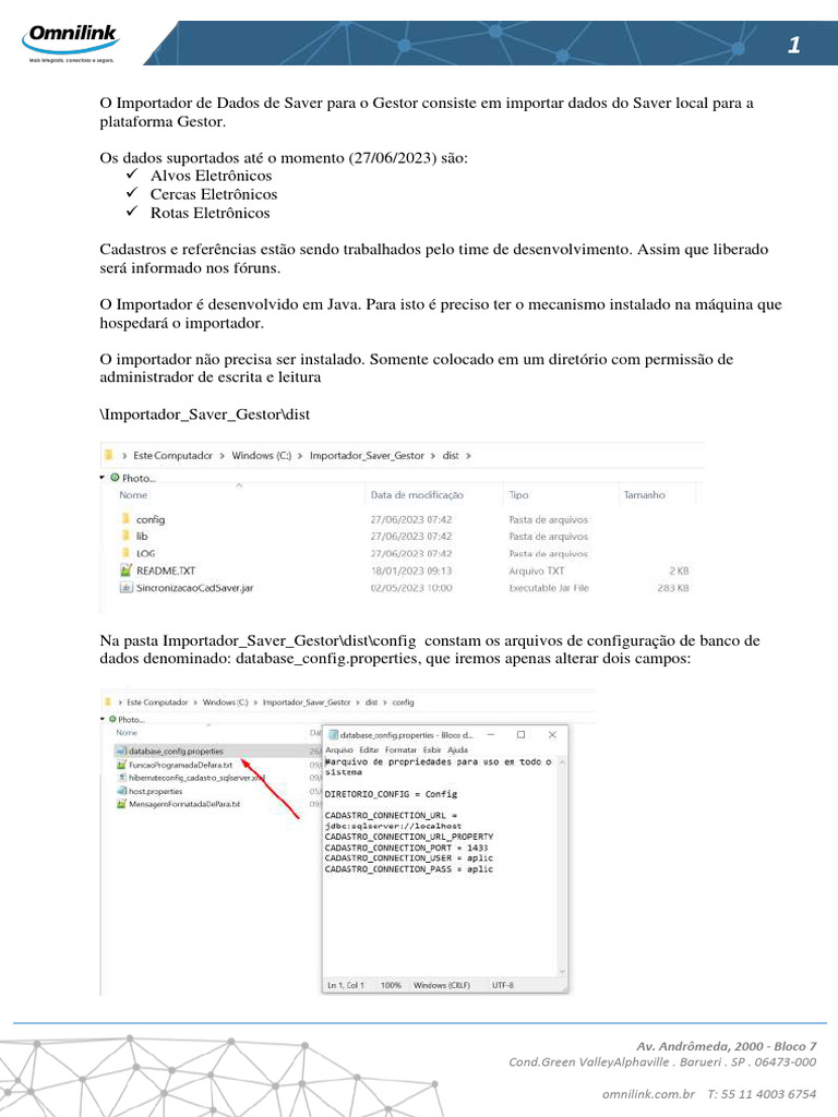 Manual Importador Saver Gestor Rev1 | PDF | Bancos de dados | Microsoft SQL Server