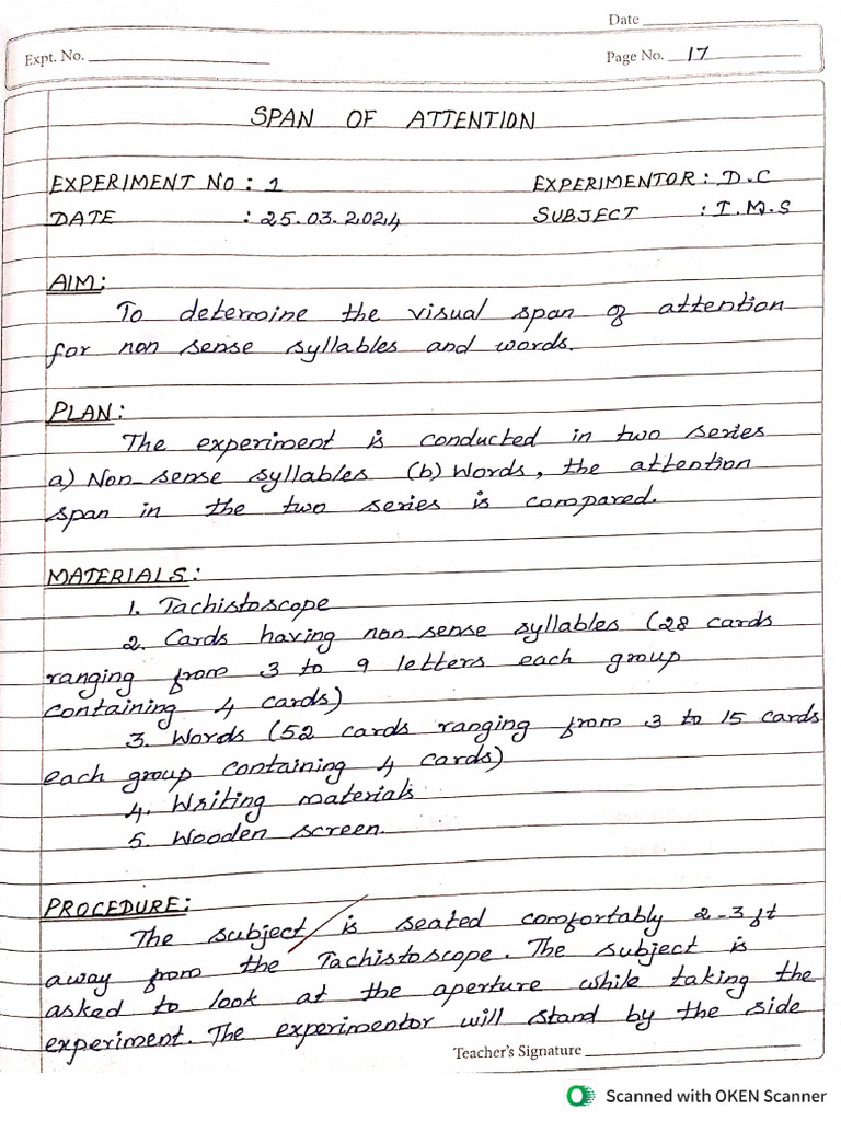 Experiment 1 Span of Attention Right Side | PDF