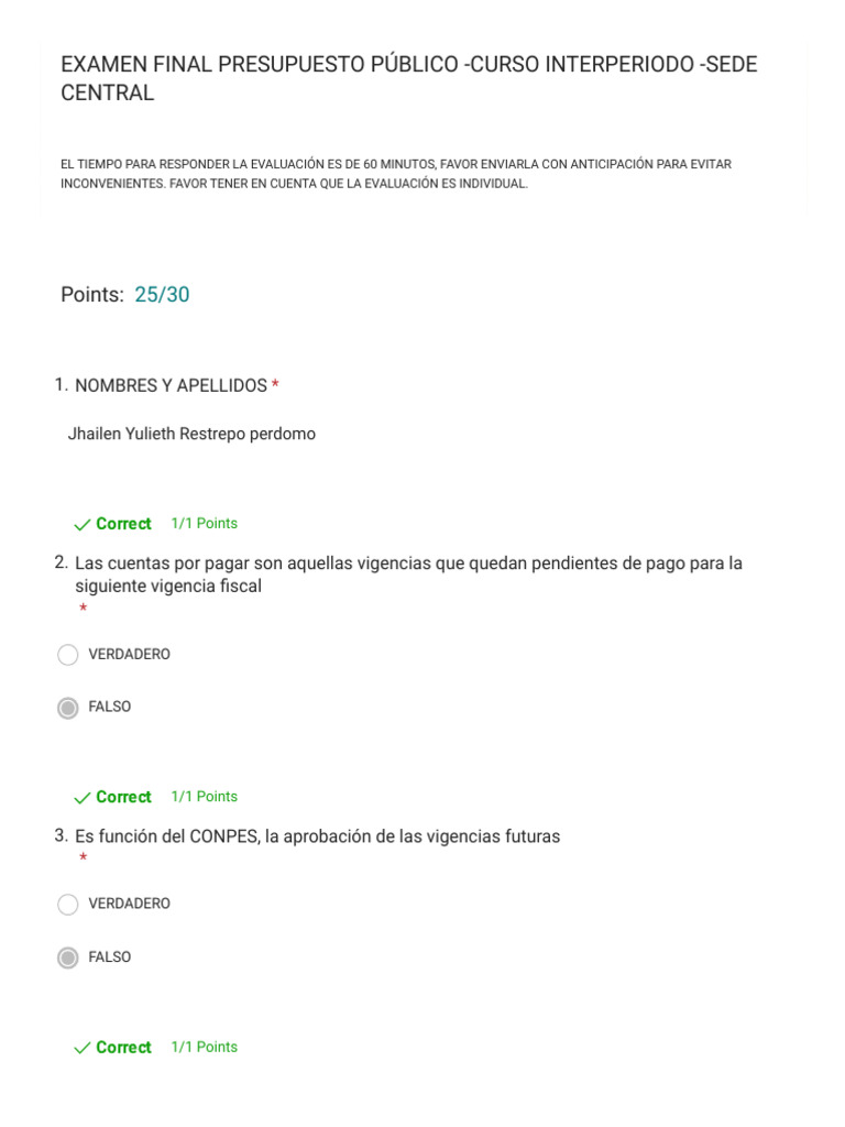 Examen Final Presupuesto Público - Curso Interperiodo - Sede Central | Descargar gratis PDF ...